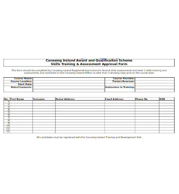 FREE 10+ Sample Training Assessment Forms in PDF | MS Word | Excel