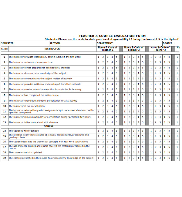 FREE 25+ Sample Course Evaluation Forms in PDF | Word | Excel