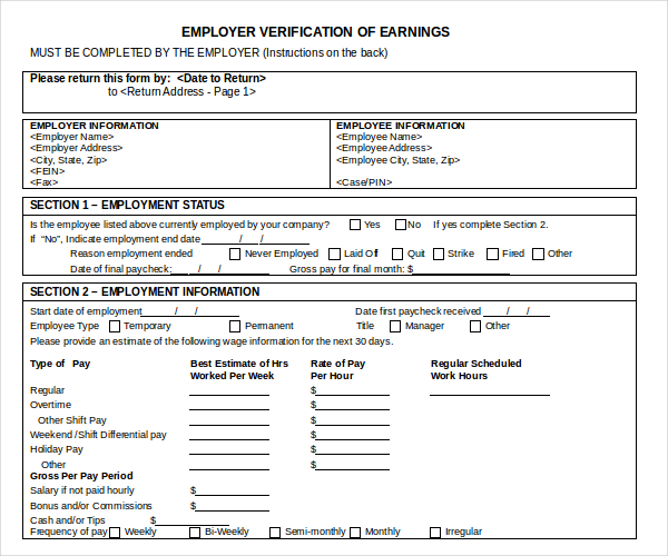 FREE 13+ Employment Verification Form Samples, PDF, MS Word, Google ...