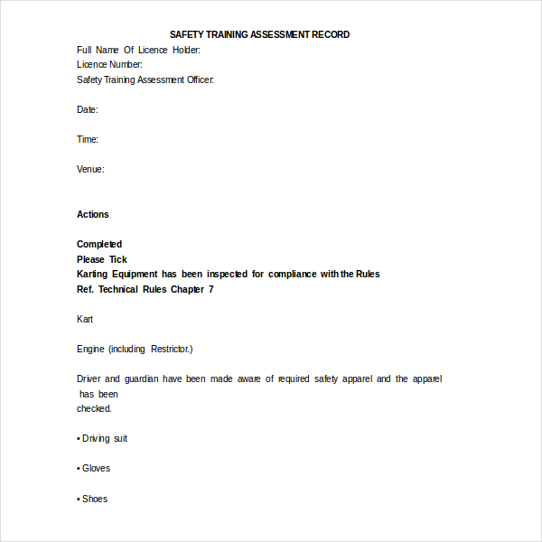 FREE 10+ Sample Training Assessment Forms in PDF | MS Word | Excel