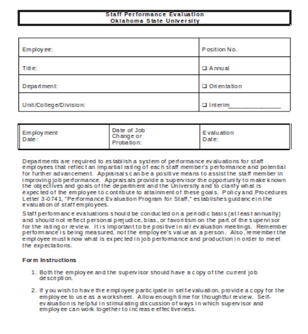 FREE 15+ Performance Evaluation Form Samples, PDF, MS Word, Google Docs ...