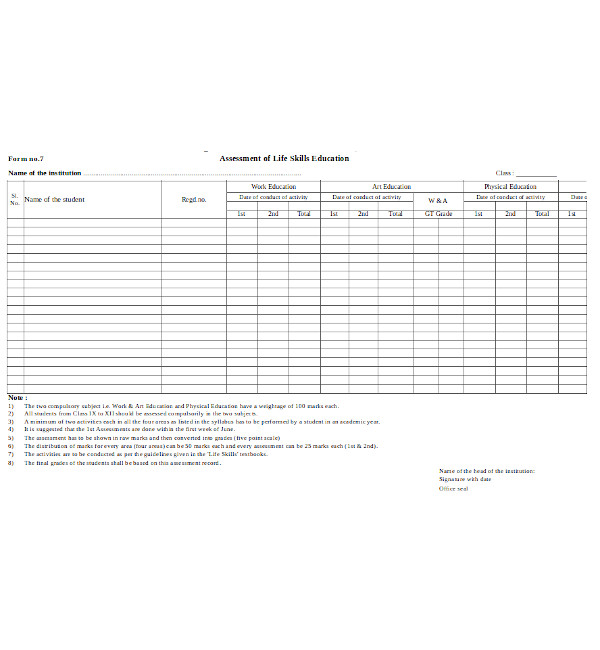 FREE 15+ Student Assessment Form Samples, PDF, MS Word, Google Docs, Excel