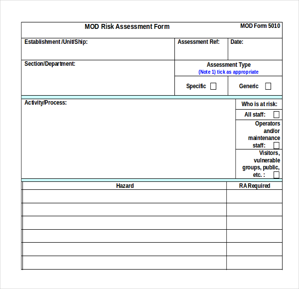 FREE 14+ Sample Health Risk Assessment Forms in PDF | Excel | Word