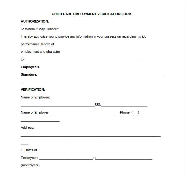 FREE 13+ Employment Verification Form Samples, PDF, MS Word, Google ...