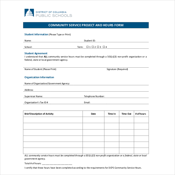 FREE 15+ Community Service Form Samples, PDF, MS Word, Google Docs, Excel