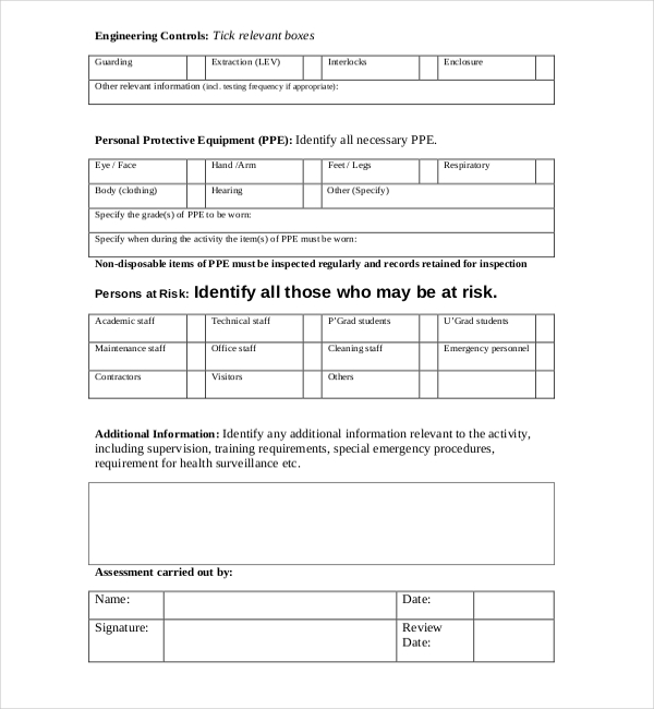 FREE 14+ Sample Health Risk Assessment Forms in PDF | Excel | Word