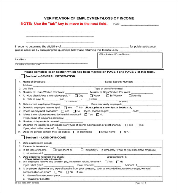 FREE 13+ Employment Verification Form Samples, PDF, MS Word, Google ...
