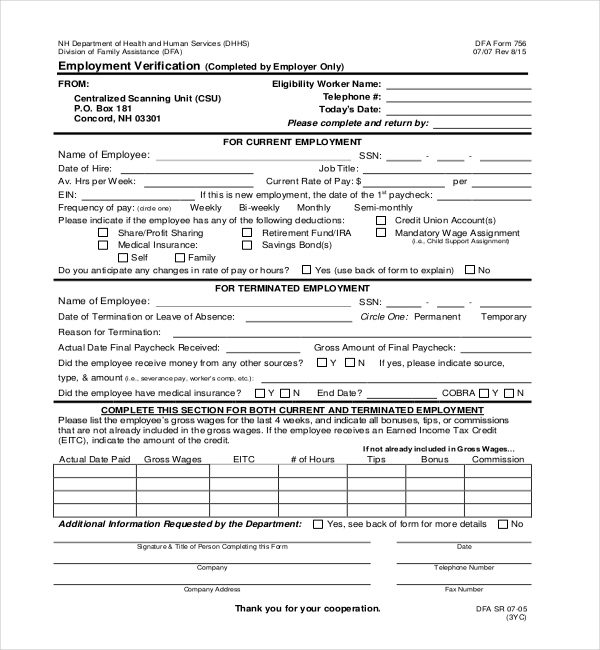 FREE 13+ Employment Verification Form Samples, PDF, MS Word, Google Docs, Excel