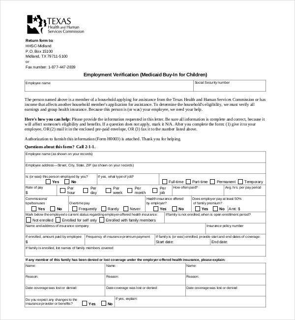 FREE 13+ Employment Verification Form Samples, PDF, MS Word, Google ...