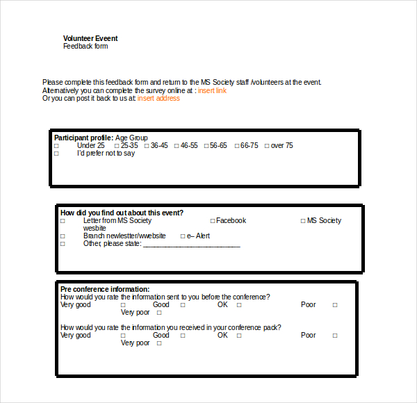 FREE 12+ Event Feedback Form Samples, PDF, MS Word, Google Docs, Excel