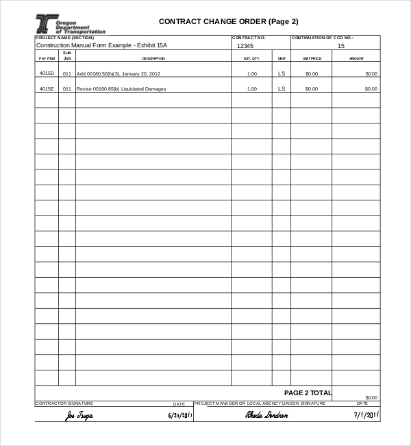 FREE 12+ Sample Construction Change Order Forms in PDF | XLS | Word