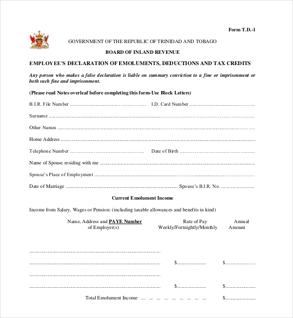 FREE 13+ Employee Declaration Form Samples, PDF, MS Word, Google Docs, Excel