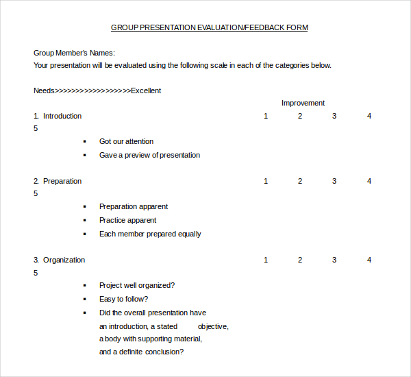 FREE 17+ Presentation Evaluation Form Samples, PDF, MS Word, Google Docs