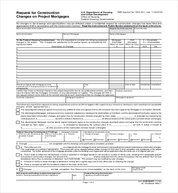FREE 15+ Construction Change Order Form Samples, PDF, MS Word, Google ...