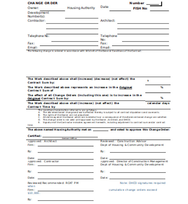 FREE 15+ Construction Change Order Form Samples, PDF, MS Word, Google ...