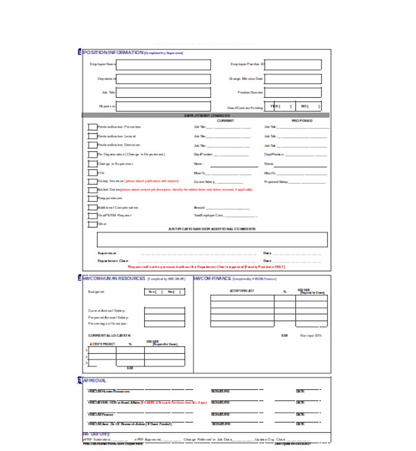 FREE 12+ Employee Status Change Form Samples, PDF, MS Word, Google Docs ...
