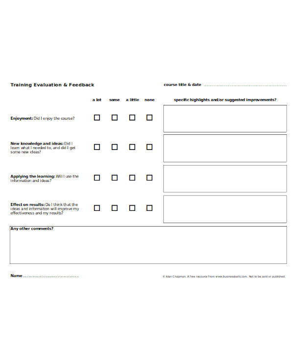 FREE 17+ Sample Training Feedback Forms in PDF | MS Word | Excel