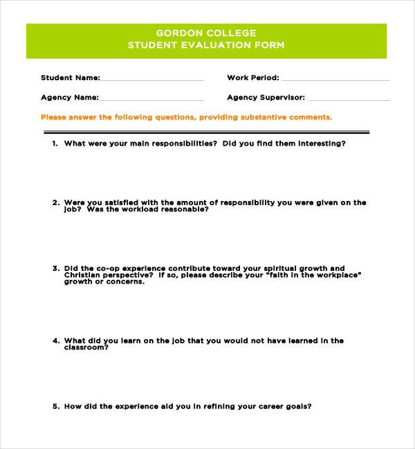 FREE 22+ Student Evaluation Form Samples, PDF, Word, Google Docs