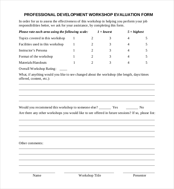 FREE 15+ Workshop Feedback Form Samples, PDF, MS Word, Google Docs, Excel