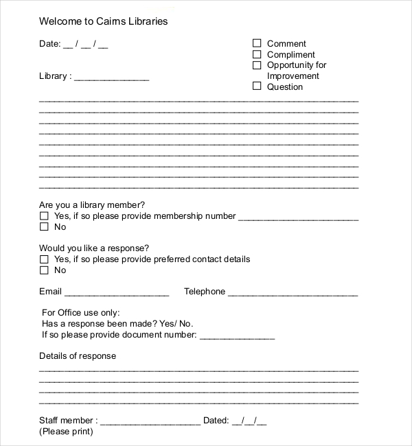 FREE 29+ Customer Feedback Form Samples, PDF, MS Word, Google Docs