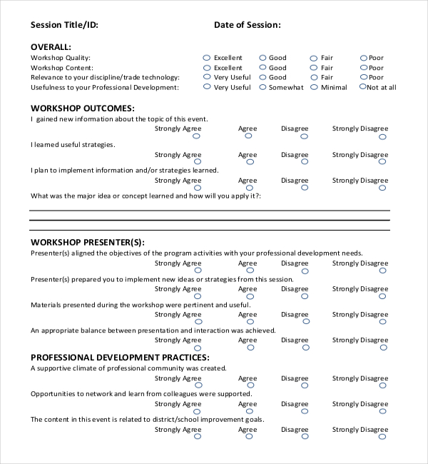 FREE 15+ Workshop Feedback Form Samples, PDF, MS Word, Google Docs, Excel