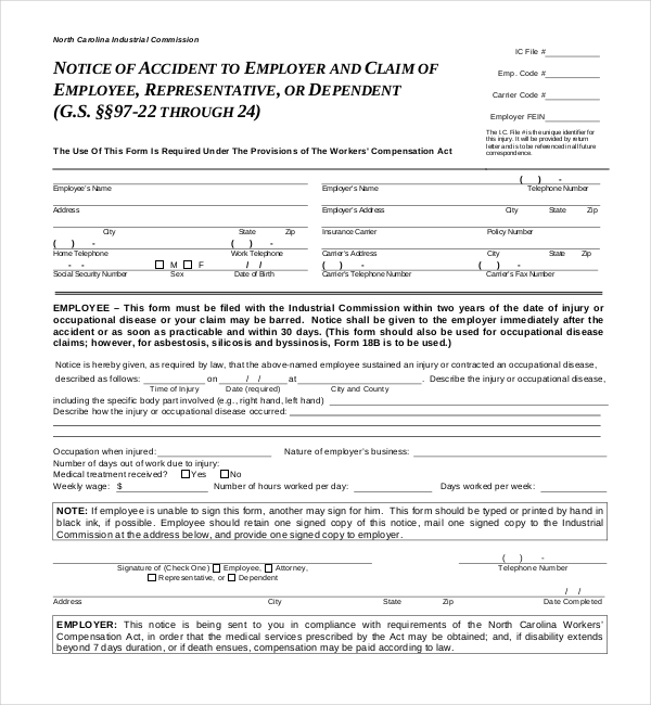 FREE 16+ Workers Compensation Form Samples, PDF, MS Word, Google Docs ...