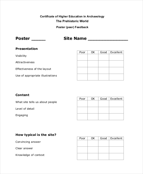FREE 8+ Sample Peer Feedback Forms in PDF | MS Word