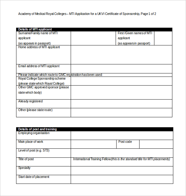FREE 9+ Sample Medical Application Forms in PDF | MS Word | Excel