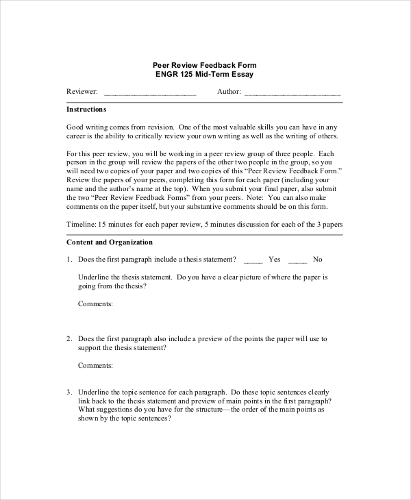 FREE 8+ Sample Peer Feedback Forms in PDF | MS Word