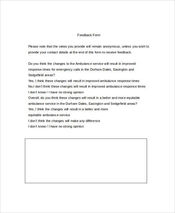 FREE 19+ Sample Service Feedback Forms in PDF | Word | Excel