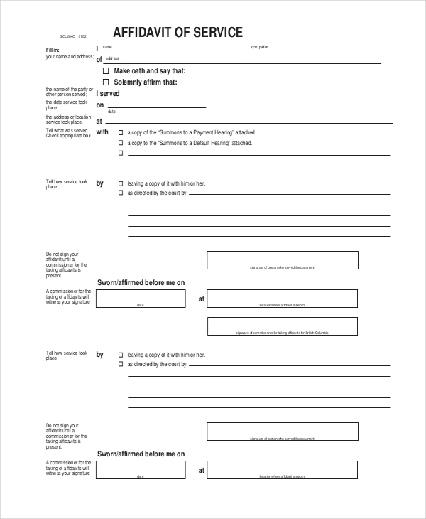 FREE 11+ Sample Affidavit of Service Forms in PDF | MS Word | Excel