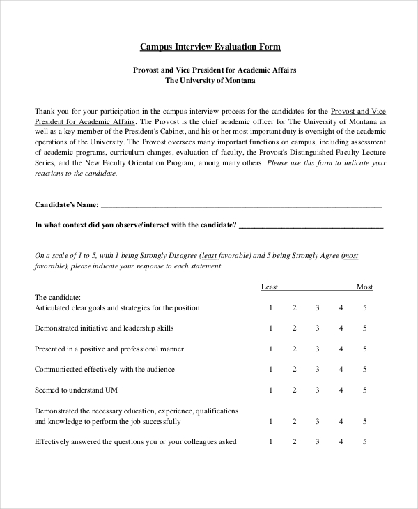 FREE 12 Sample Interview Feedback Forms In PDF MS Word
