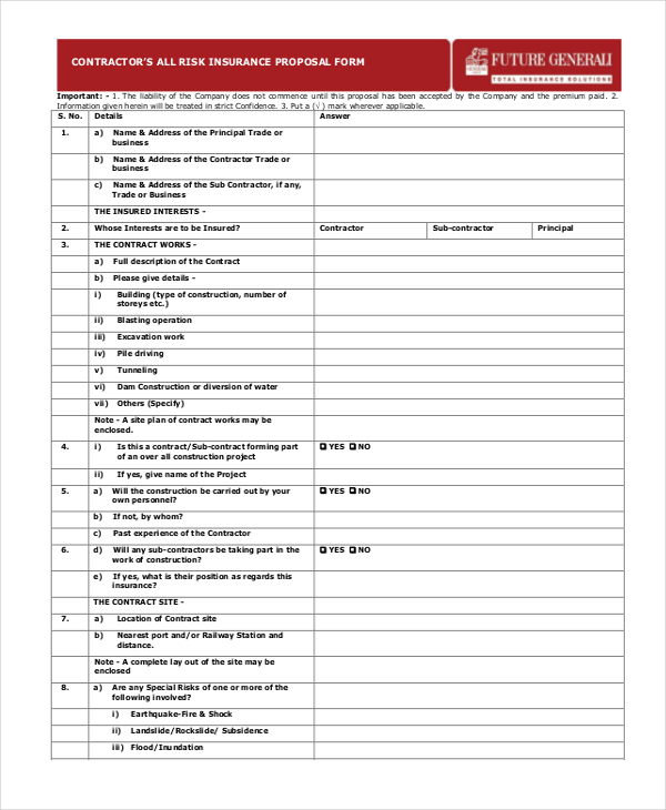 FREE 8+ Sample Construction Proposal Forms in PDF | MS Word | Excel