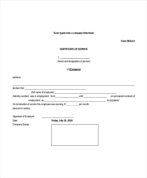 FREE 19+ Certificate of Service Form Samples, PDF, MS Word, Google Docs