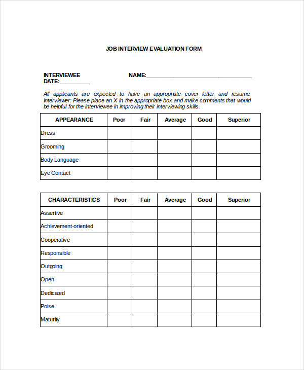 Interview Feedback Form Template