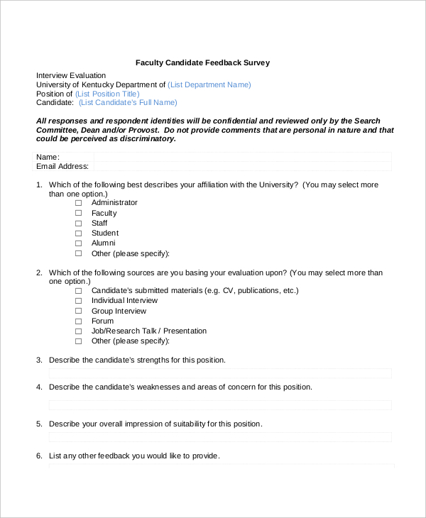 FREE 15+ Interview Feedback Form Samples, PDF, MS Word, Google Docs