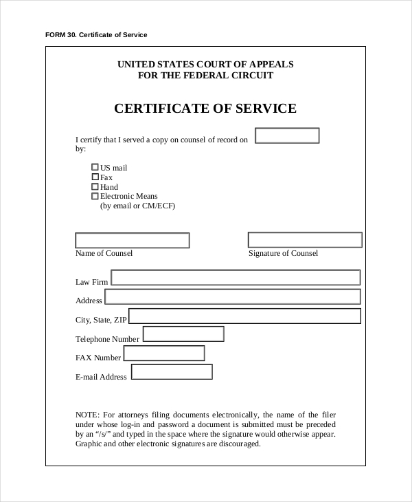 FREE 19+ Certificate of Service Form Samples, PDF, MS Word, Google Docs