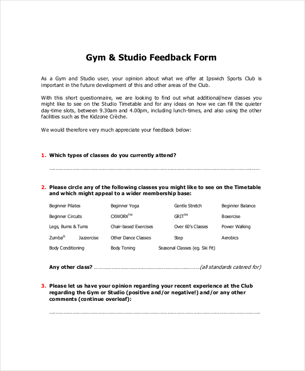 FREE 19+ Sample Service Feedback Forms in PDF | Word | Excel