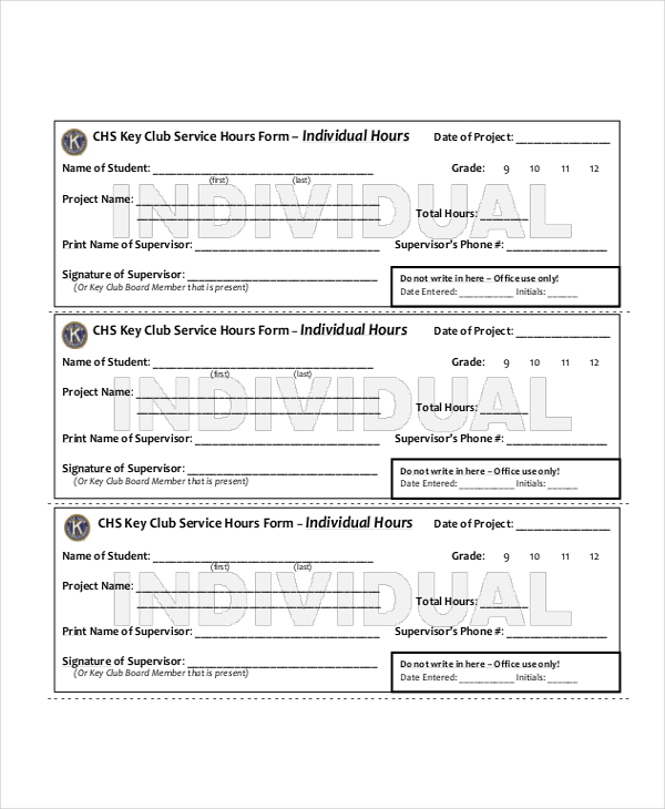FREE 9+ Sample Service Hours Forms in PDF | Word