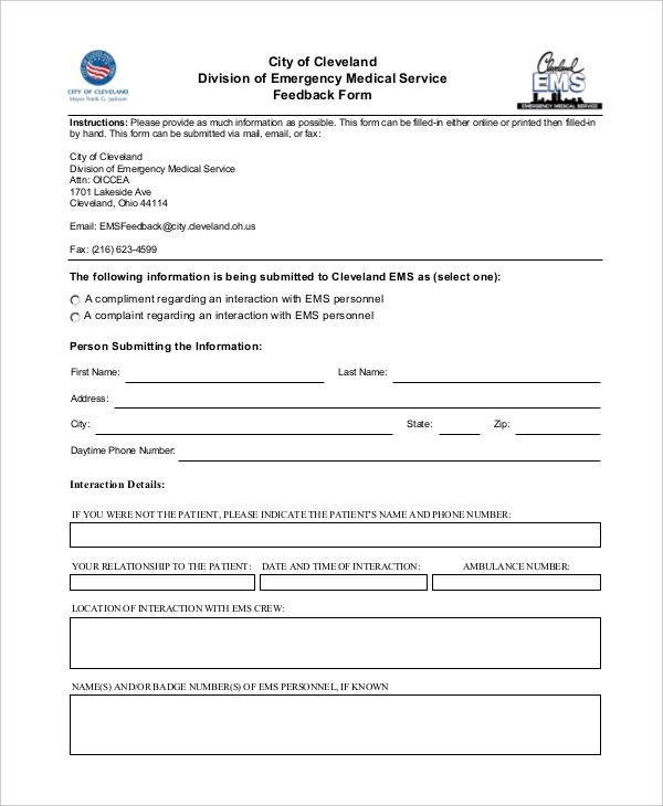 FREE 19+ Sample Service Feedback Forms in PDF | Word | Excel