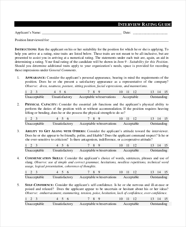 FREE 12 Sample Interview Feedback Forms In PDF MS Word