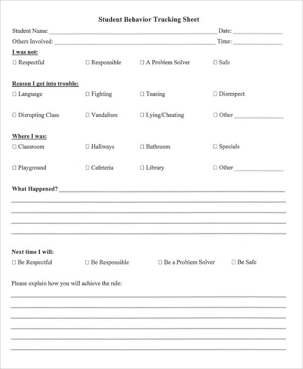 FREE 13+ Behavior Tracking Form Samples, PDF, MS Word, Google Docs
