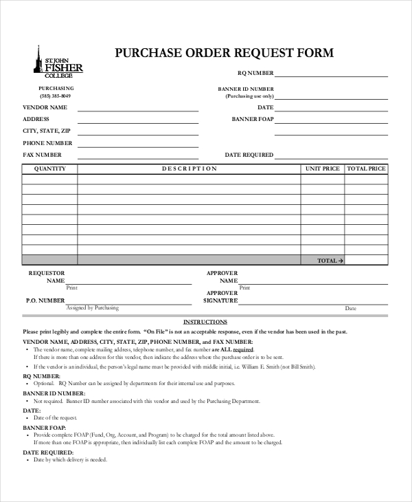 FREE 13+ Sample Purchase Order Forms in PDF | Excel | Word