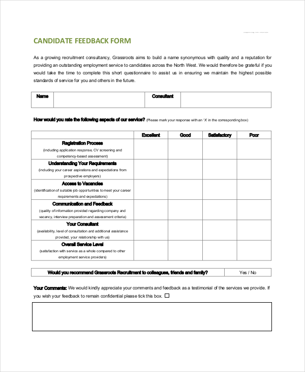 FREE 19+ Sample Service Feedback Forms in PDF | Word | Excel