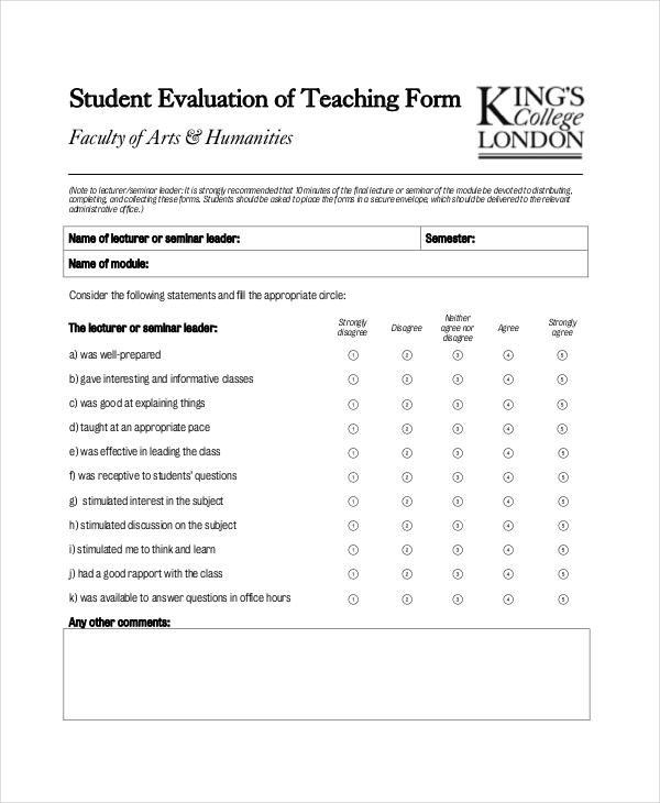 FREE 10+ Sample Teacher Feedback Forms in PDF | Excel | Word