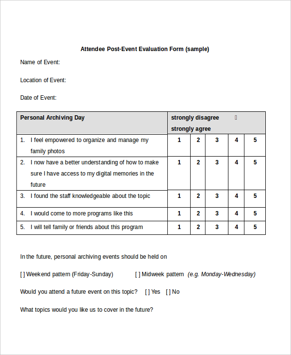 FREE 14 Sample Event Evaluation Forms In PDF MS Word Excel