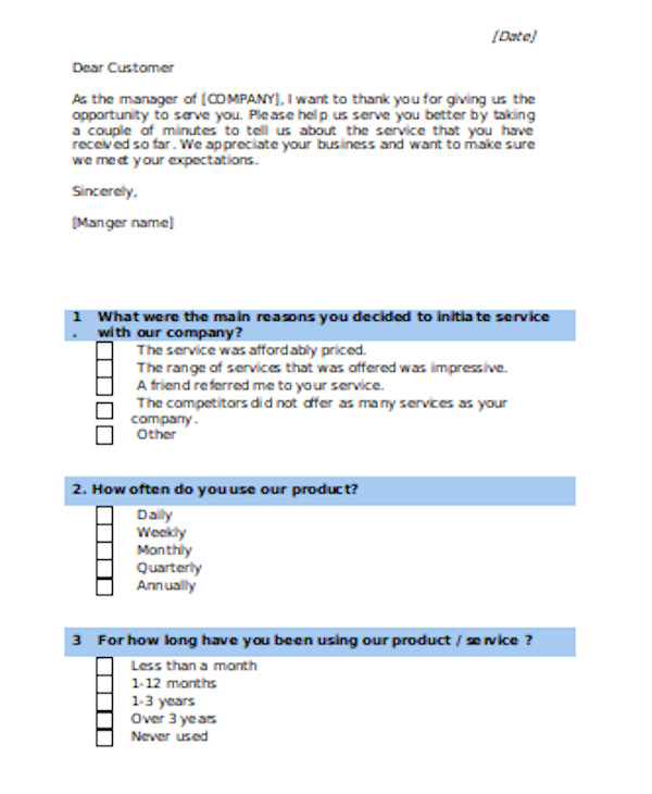 FREE 11+ Sample Customer Survey Forms in PDF | Word | Excel