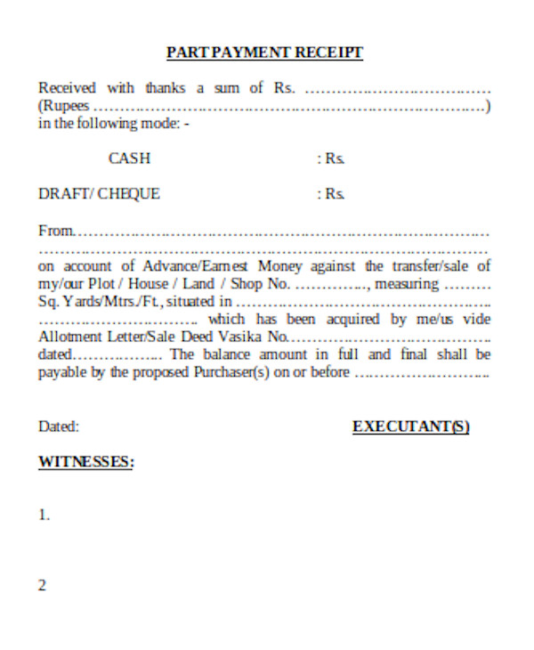 FREE 12+ Receipt of Payment Form Samples, PDF, MS Word, Google Docs, Excel