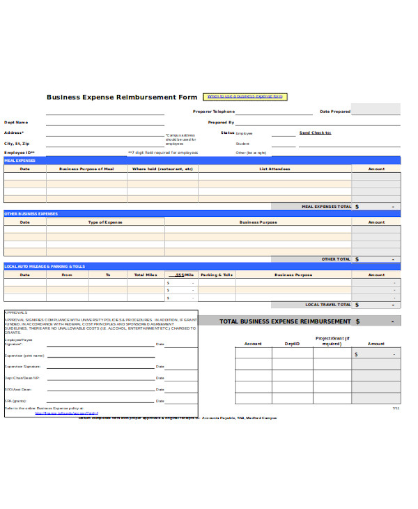 FREE 10+ Sample Business Expense Forms in PDF | MS Word | Excel