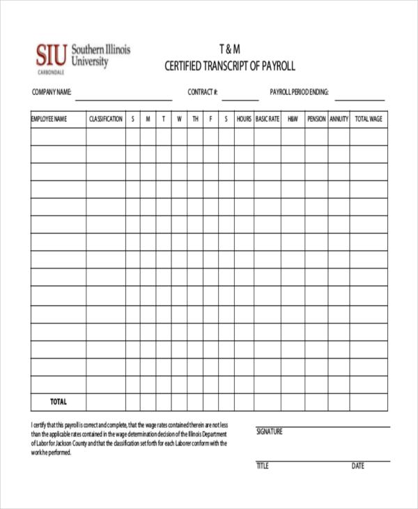 FREE 9+ Sample Certified Payroll Forms in PDF | Excel | Word